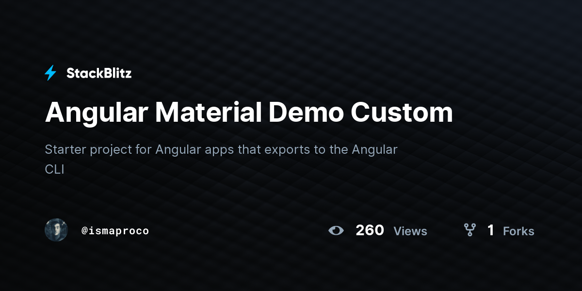 Angular Material Demo Custom - StackBlitz