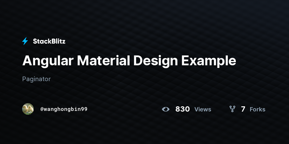 Angular Material Design Example - StackBlitz