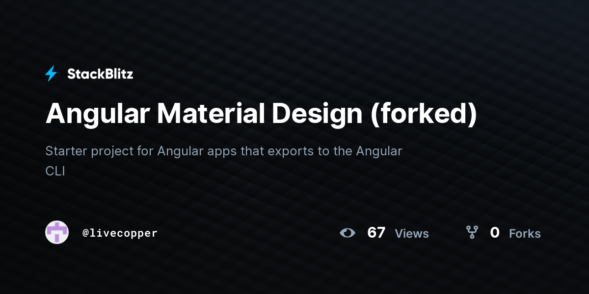 Angular Material Design (forked) - StackBlitz
