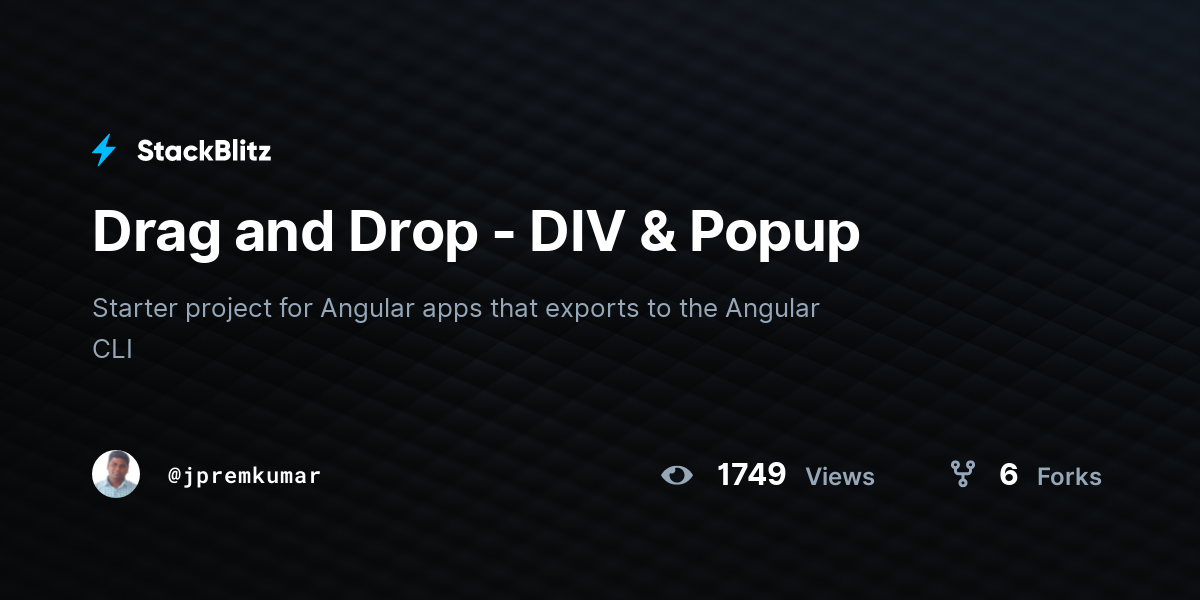 Drag and Drop - DIV & Popup - StackBlitz