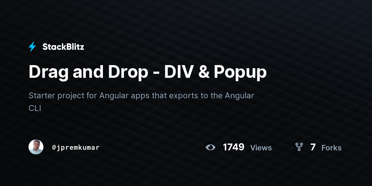 Drag and Drop - DIV & Popup - StackBlitz