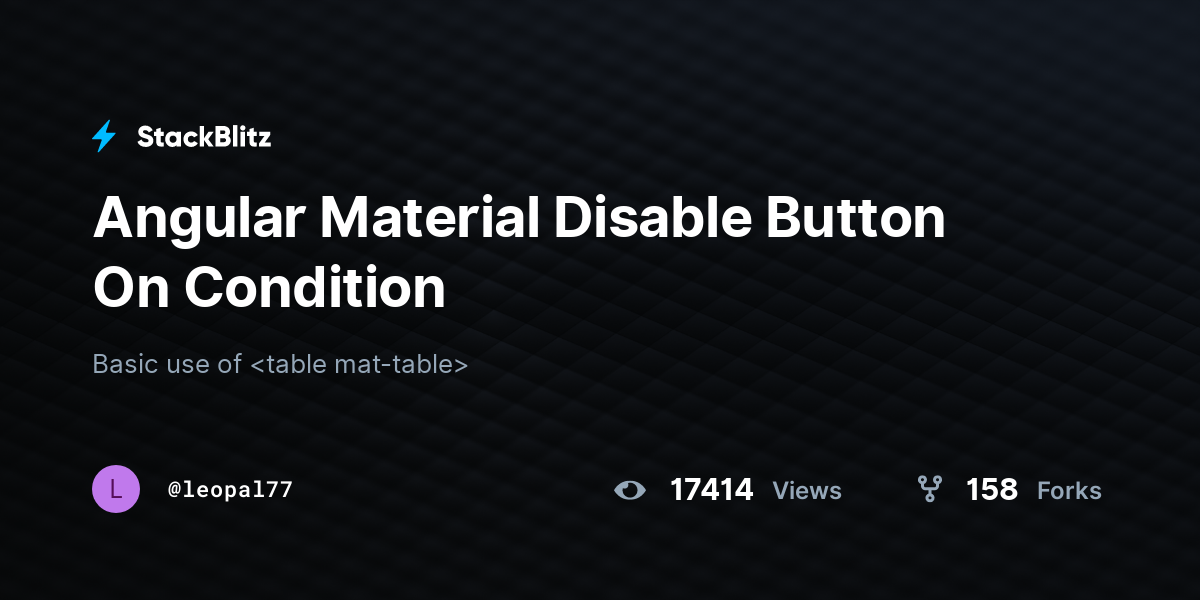 Angular Material Disable Button On Condition - StackBlitz