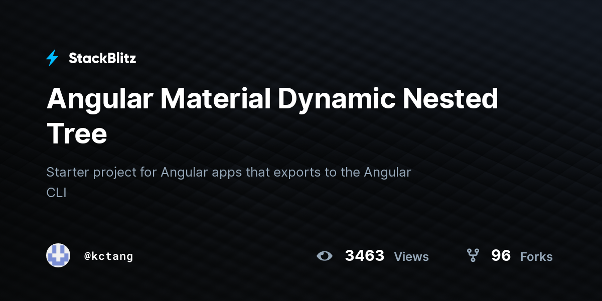 Angular Material Dynamic Nested Tree - StackBlitz