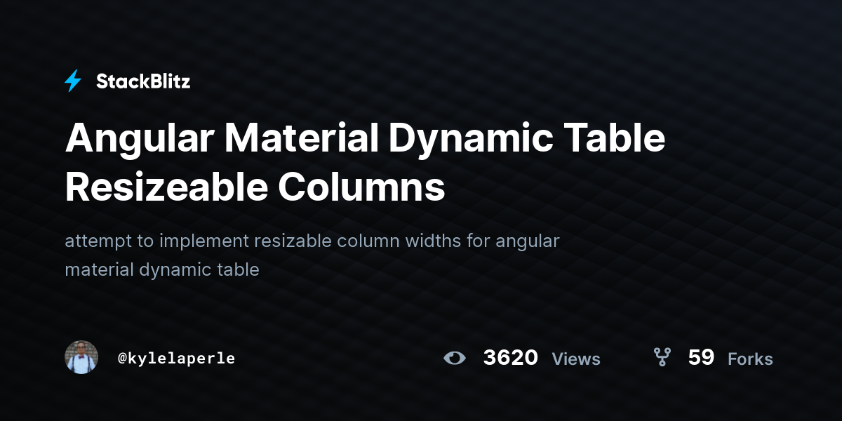 Angular Material Dynamic Table Resizeable Columns - StackBlitz