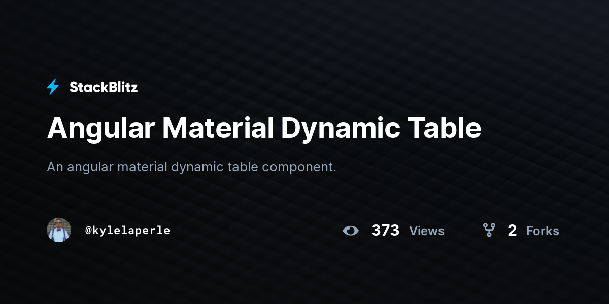 Angular Material Dynamic Table - StackBlitz