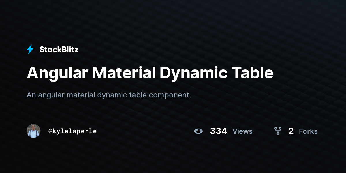 Angular Material Dynamic Table - StackBlitz Angular Material Dynamic Table - StackBlitz