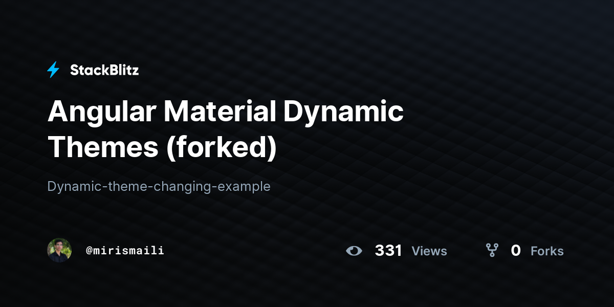 Angular Material Dynamic Themes (forked) - StackBlitz