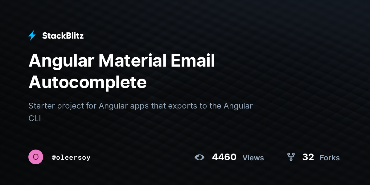 Angular Material Email Autocomplete - StackBlitz