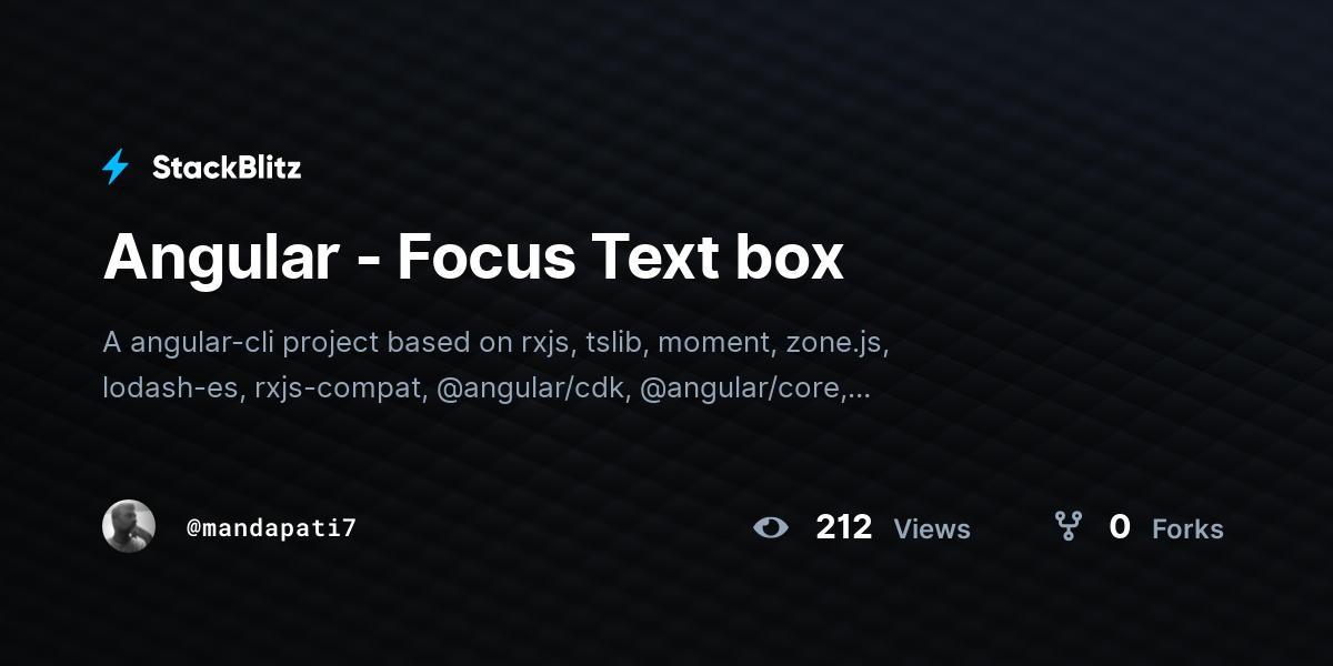 Angular - Focus Text box - StackBlitz