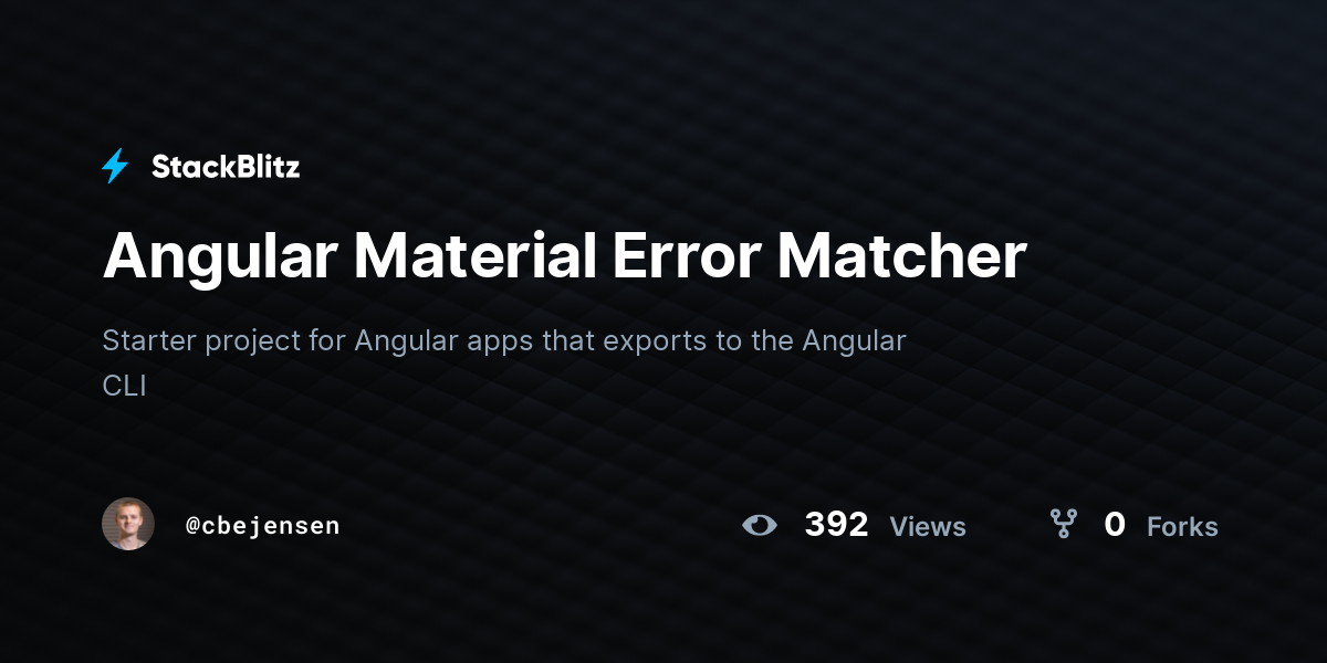 Angular Material Error Matcher Stackblitz