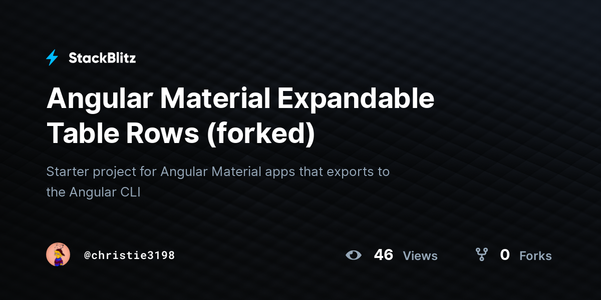 Angular Material Expandable Table Rows (forked) - StackBlitz