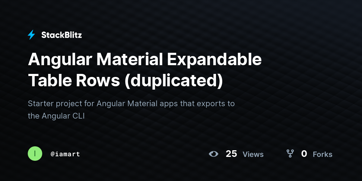 Angular Material Expandable Table Rows (forked) - StackBlitz Angular Material Expandable Table Rows (forked) - StackBlitz