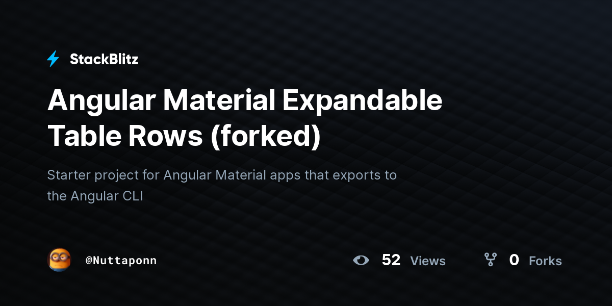 Angular Material Expandable Table Rows (forked) - StackBlitz Angular Material Expandable Table Rows (forked) - StackBlitz