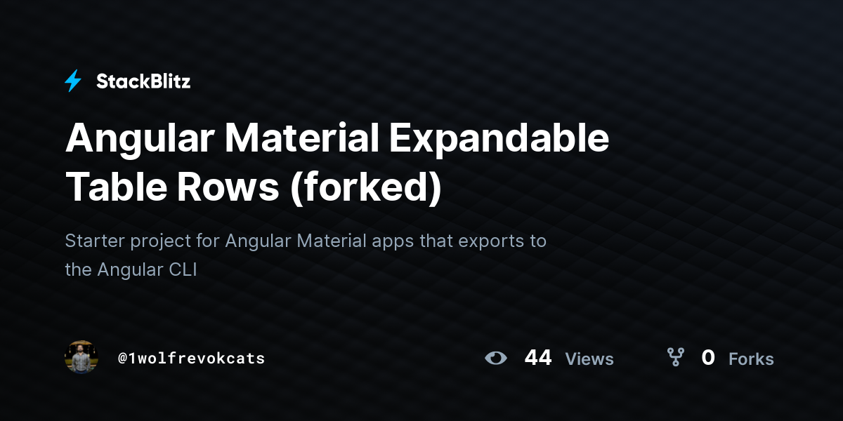 Angular Material Expandable Table Rows (forked) - StackBlitz