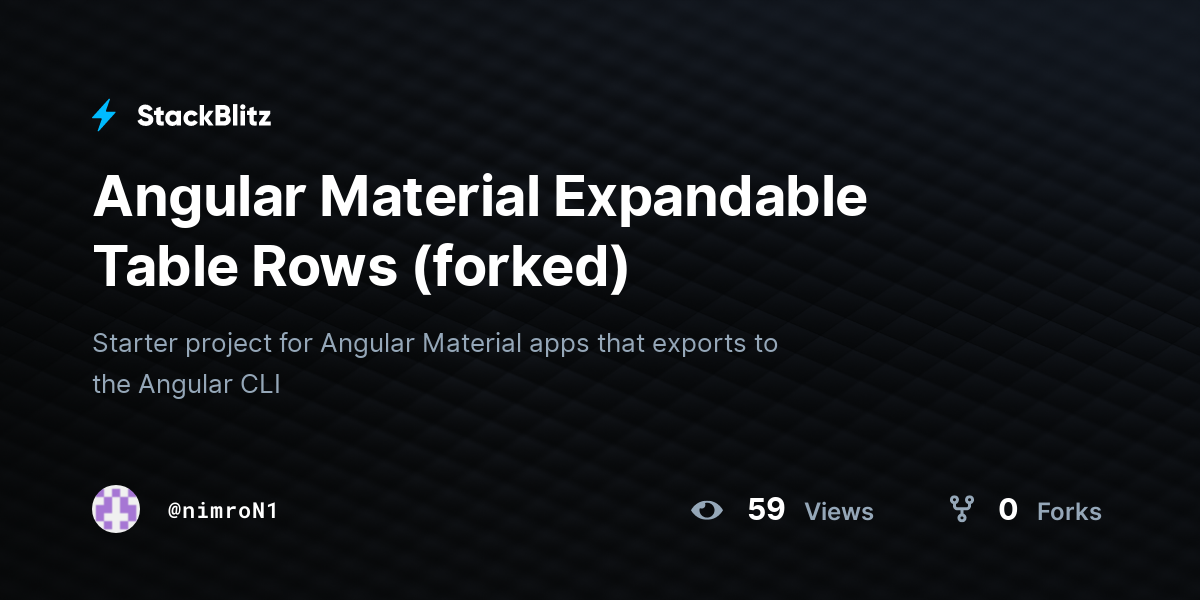 Angular Material Expandable Table Rows (forked) - StackBlitz