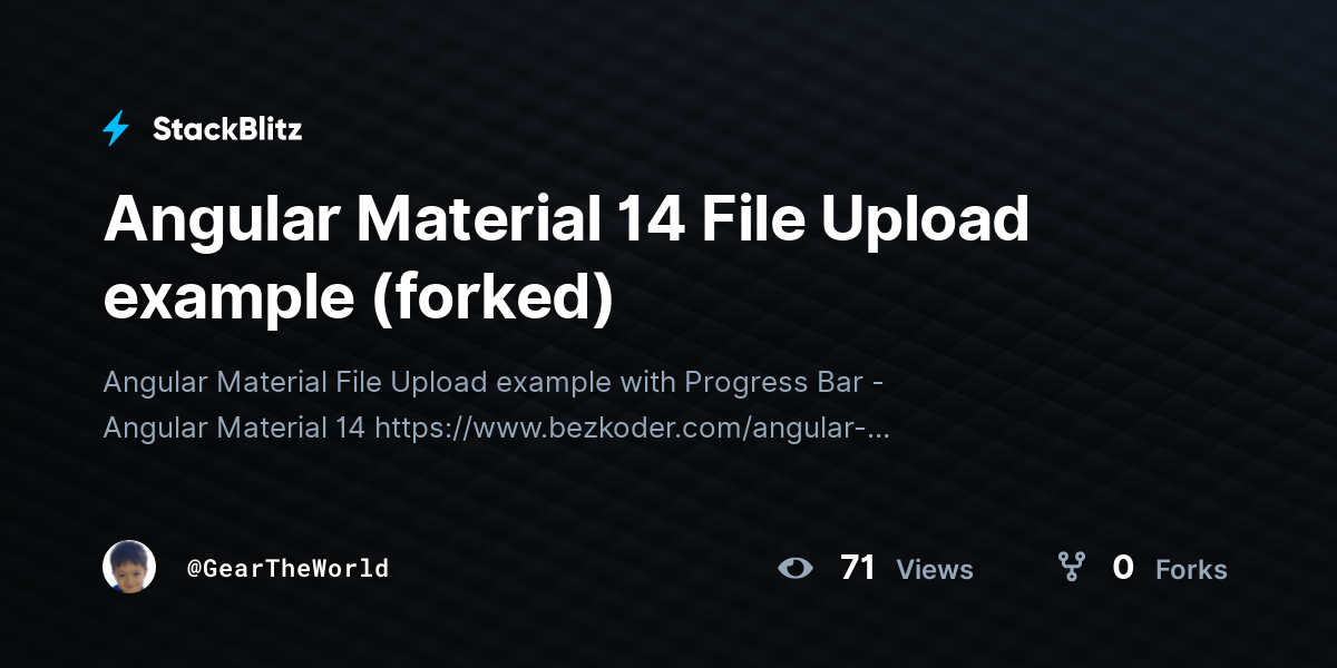 Angular Material 14 File Upload example (forked) - StackBlitz