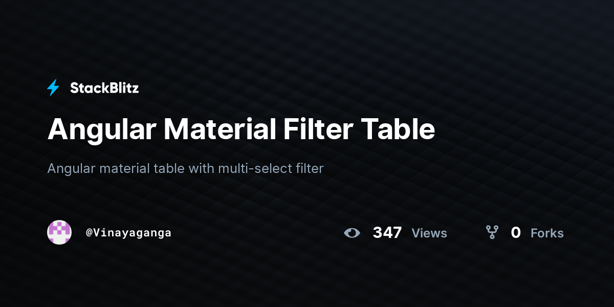 Angular Material Filter Table - StackBlitz