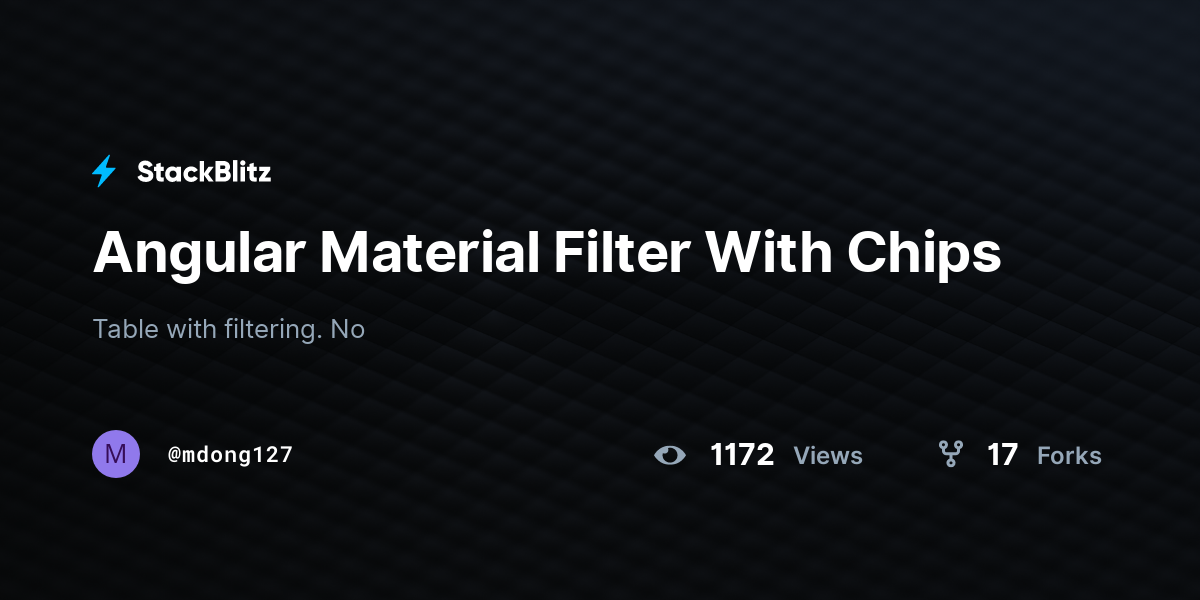 Angular Material Filter With Chips - StackBlitz