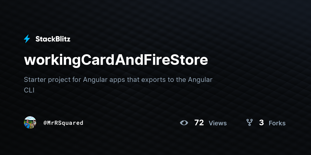 workingCardAndFireStore - StackBlitz workingCardAndFireStore - StackBlitz