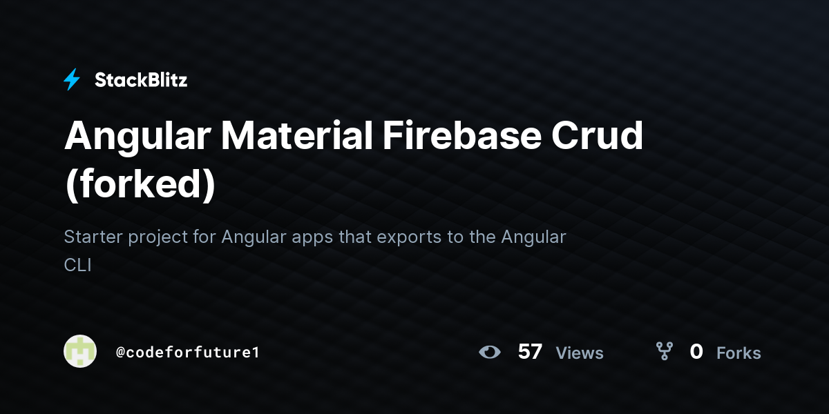 Angular Material Firebase Crud (forked) - StackBlitz