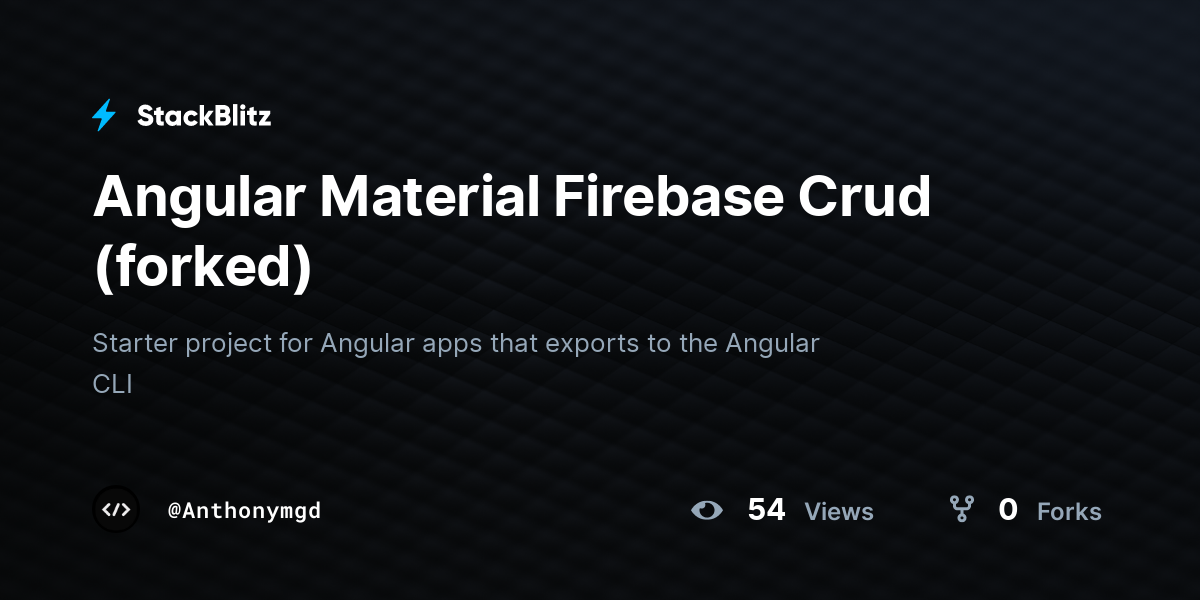 Angular Material Firebase Crud (forked) - StackBlitz