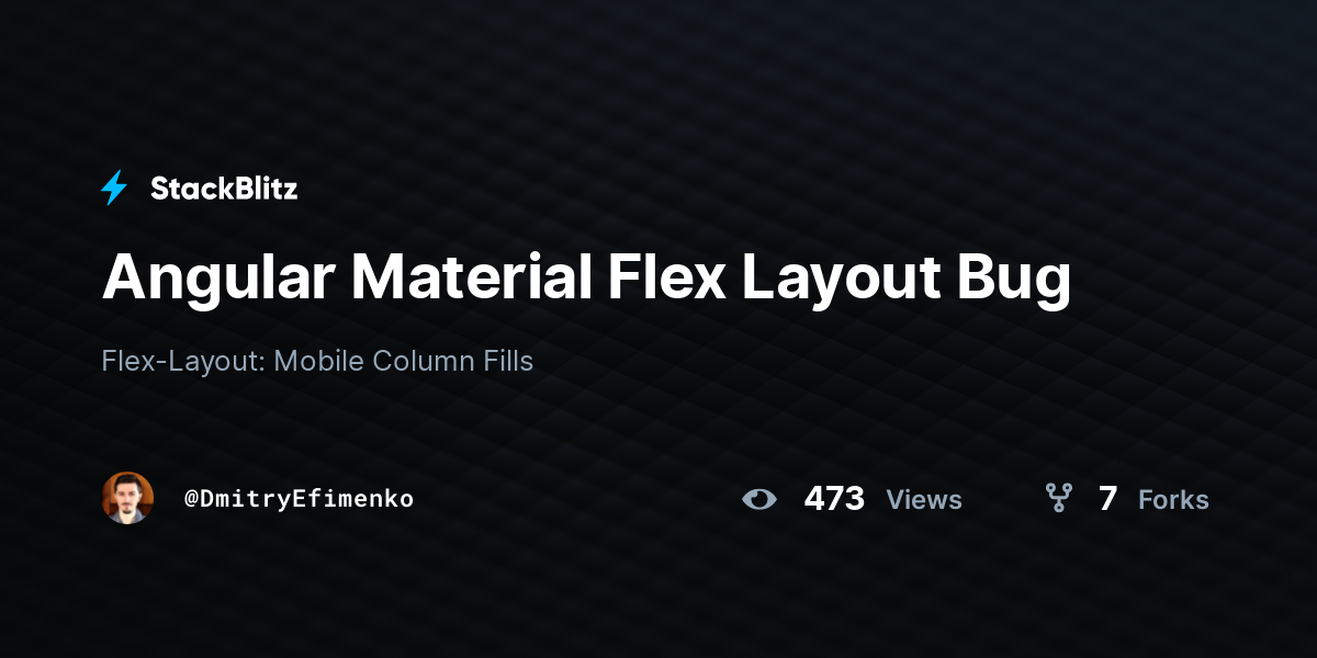 Angular Material Flex Layout Bug - StackBlitz