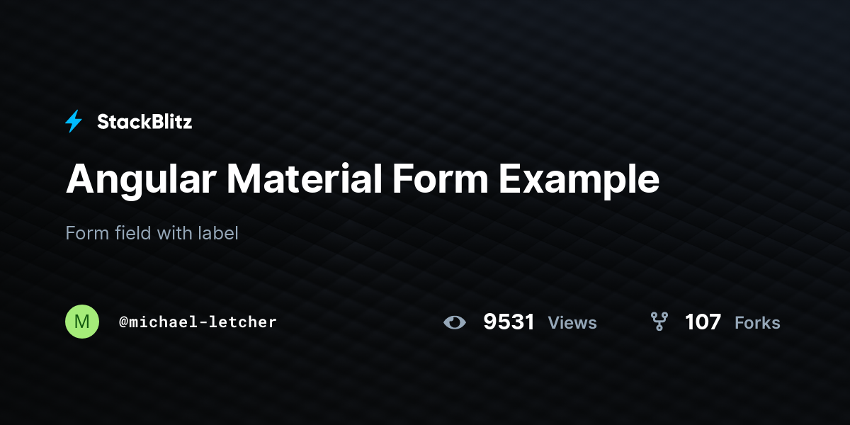 Angular Material Form Example StackBlitz