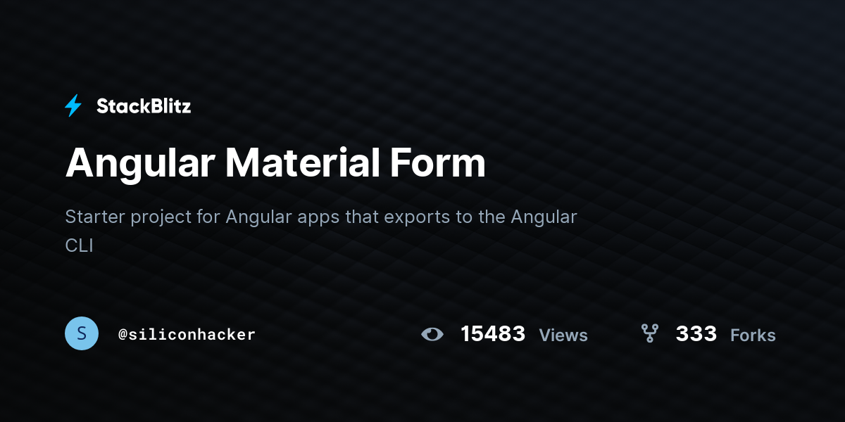 Angular Material Form Stackblitz