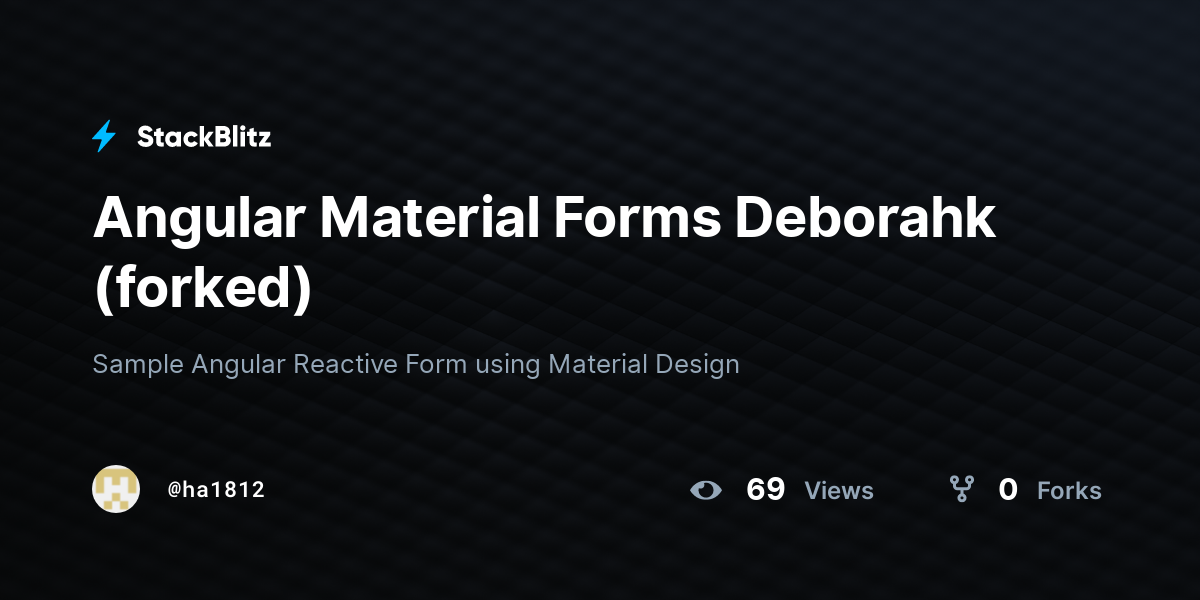 Angular Material Forms Deborahk (forked) - StackBlitz