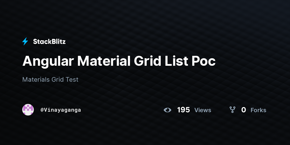 Angular Material Grid List Poc StackBlitz