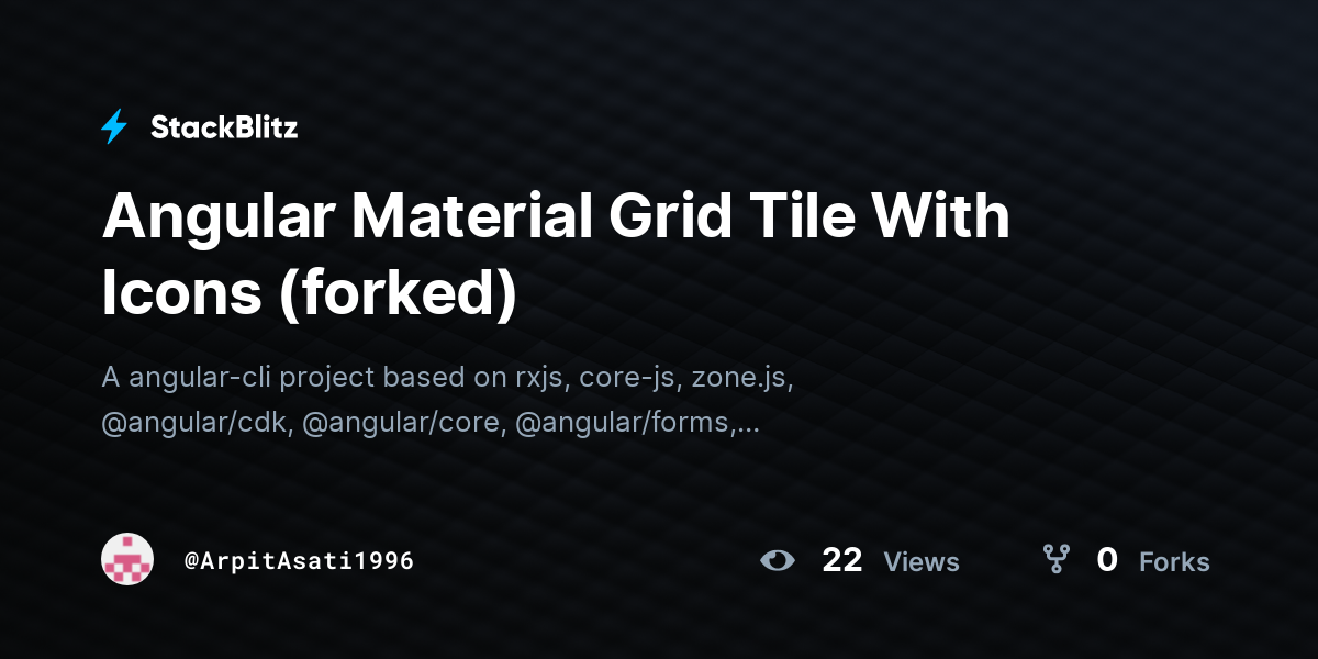 Angular Material Grid Tile With Icons Forked Stackblitz
