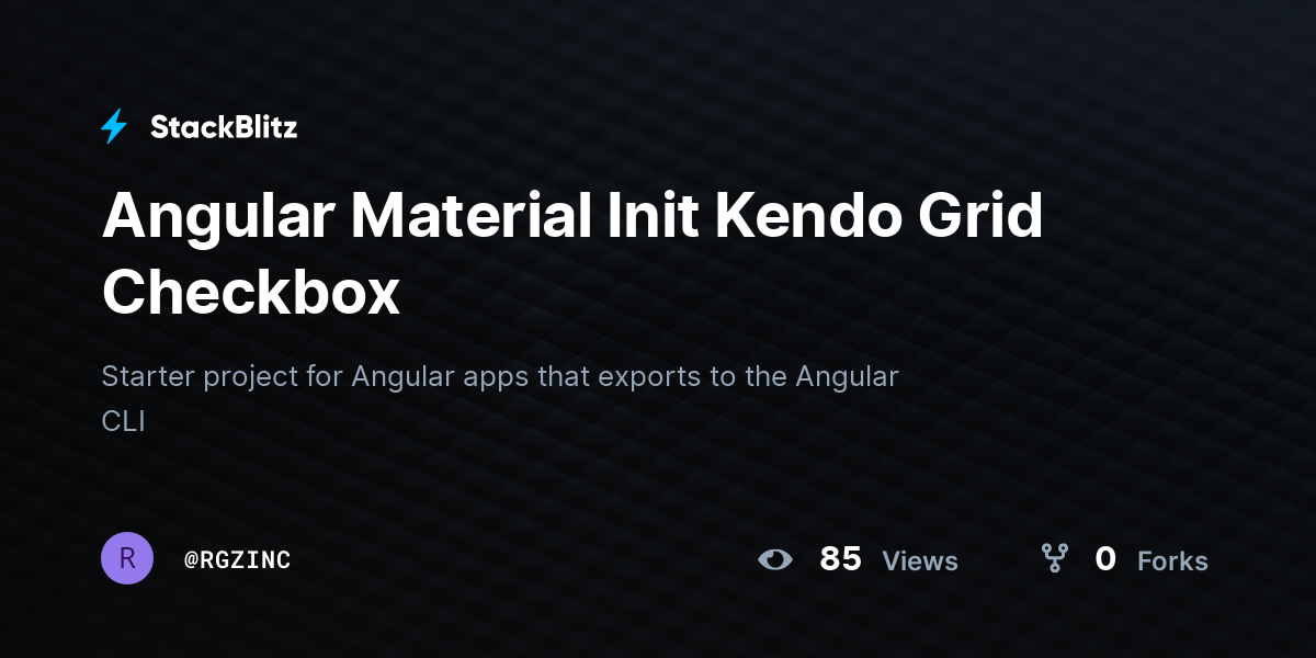 Angular Material Init Kendo Grid Checkbox - StackBlitz