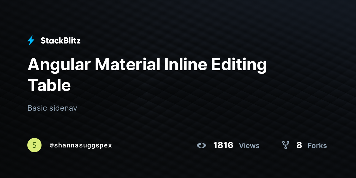 Angular Material Inline Editing Table - StackBlitz