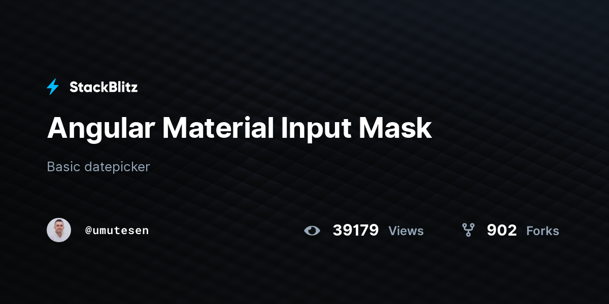 Angular Material Input Mask - StackBlitz