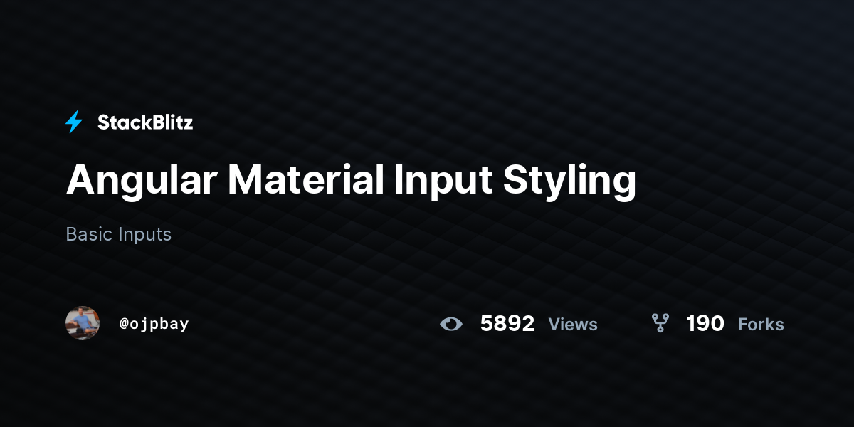 Angular Material Input Styling - StackBlitz