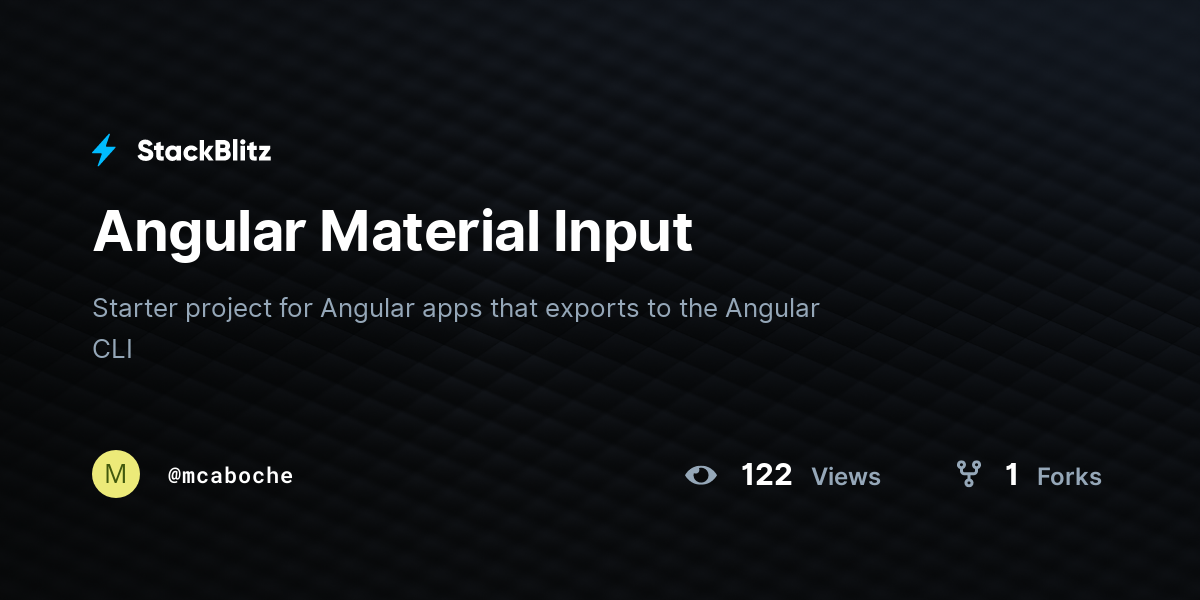 Angular Material Input - StackBlitz