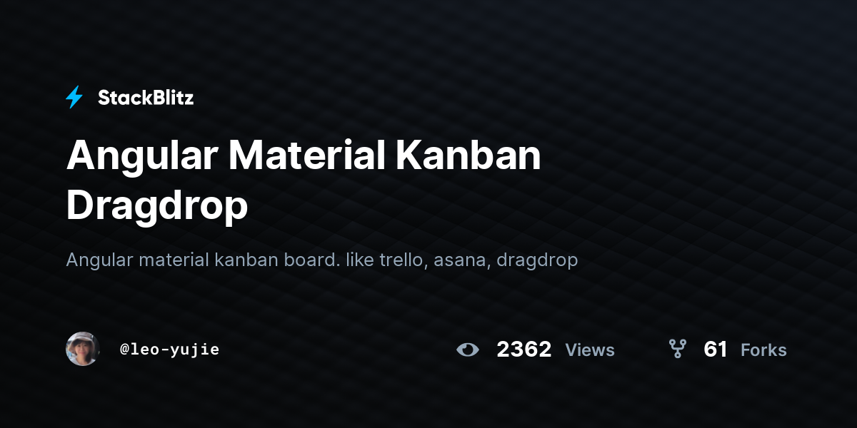 Angular Material Kanban Dragdrop Stackblitz