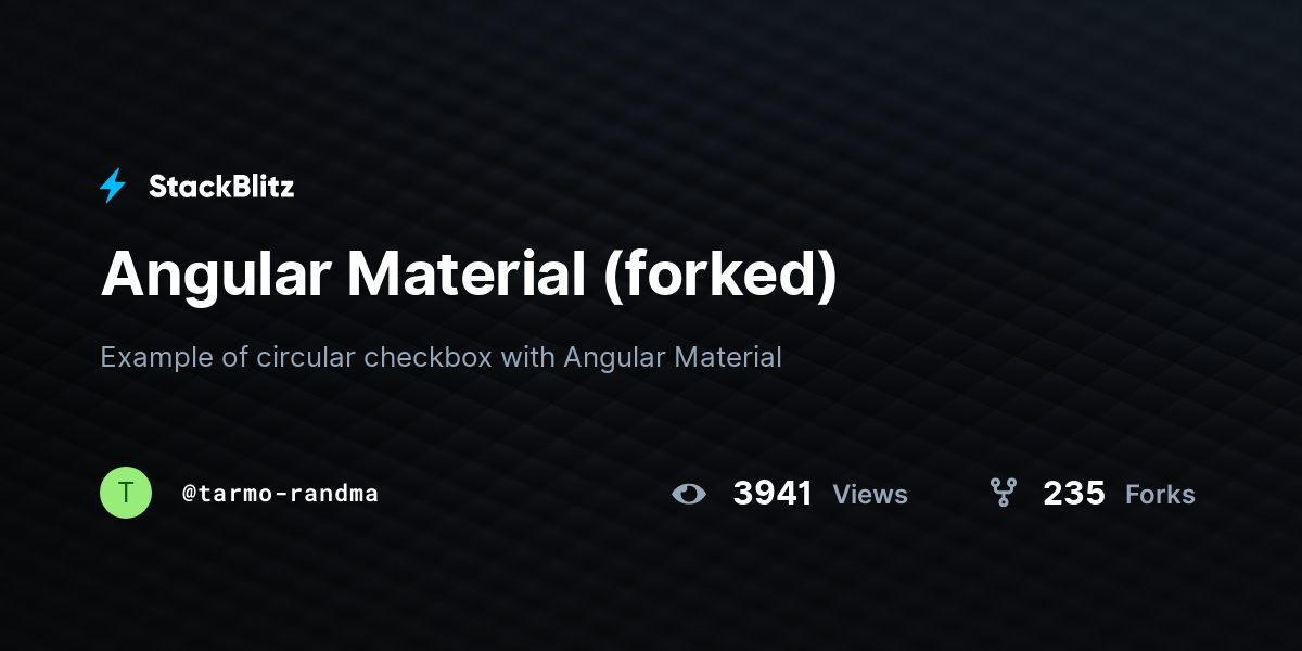 Angular Material (forked) - StackBlitz