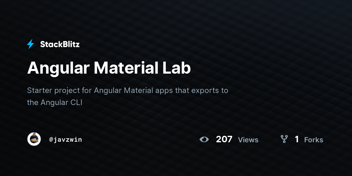 Angular Material Lab - StackBlitz