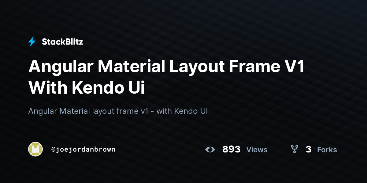 Angular Material Layout Frame V1 With Kendo Ui - StackBlitz