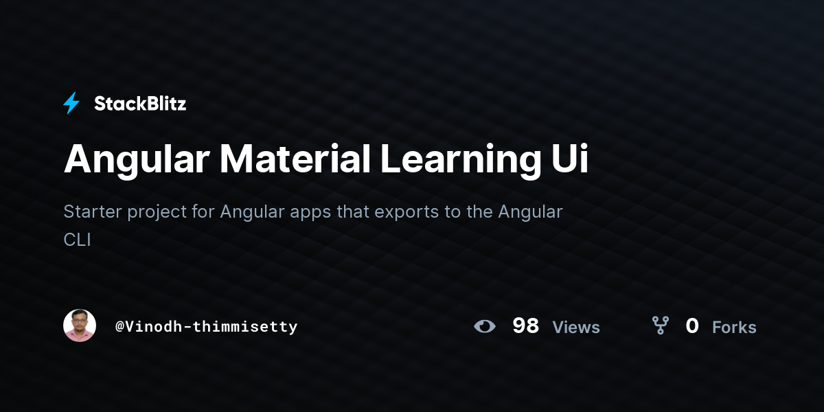 Angular Material Learning Ui - StackBlitz