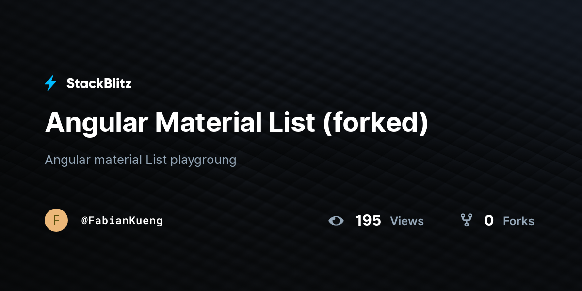 Angular Material List (forked) - StackBlitz Angular Material List (forked) - StackBlitz