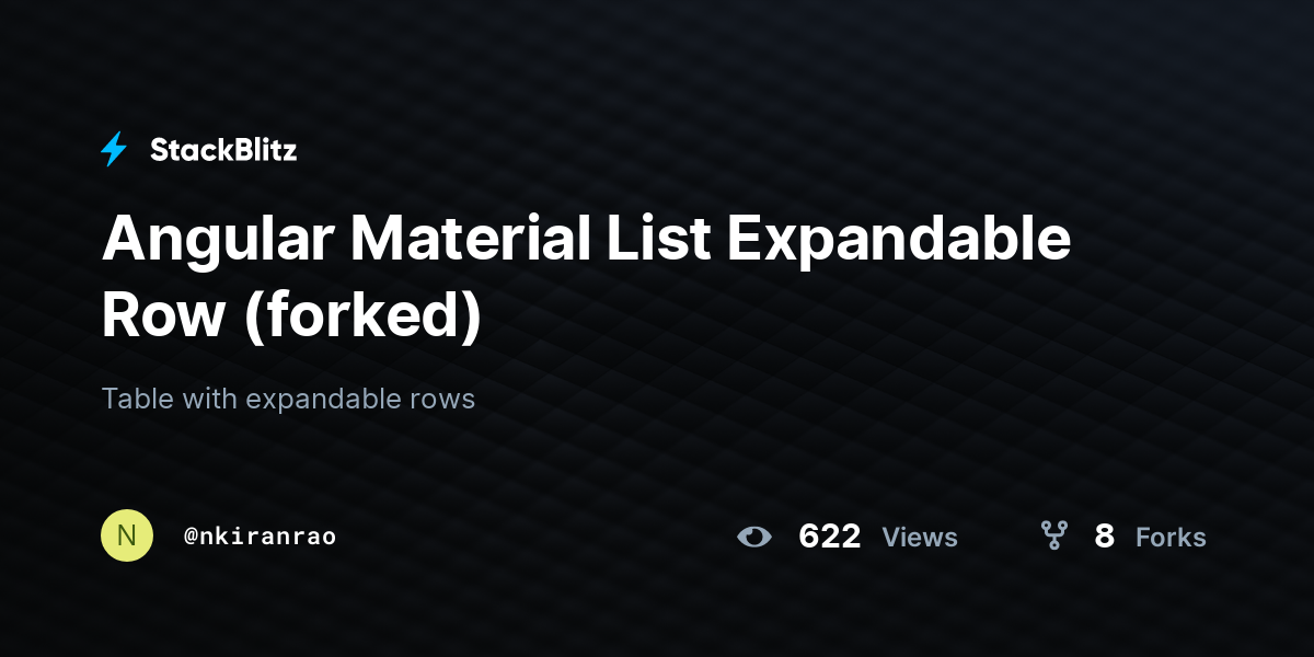 Angular Material List Expandable Row (forked) - StackBlitz
