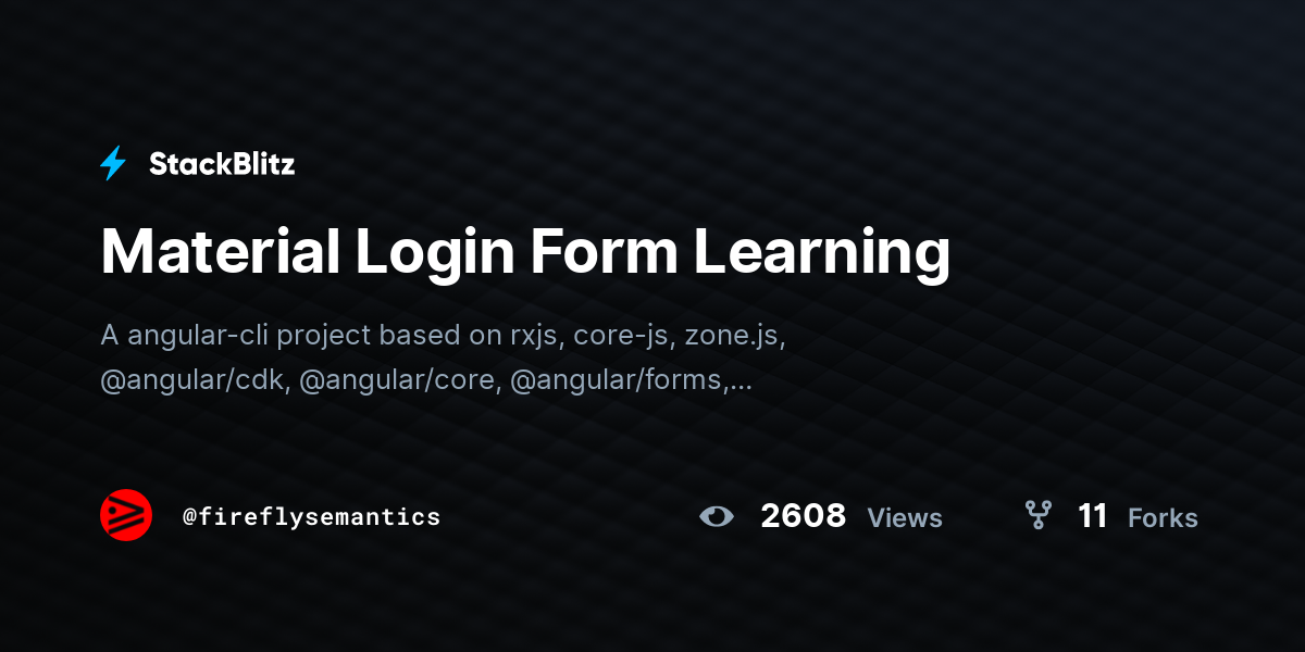 Material Login Form Learning - StackBlitz