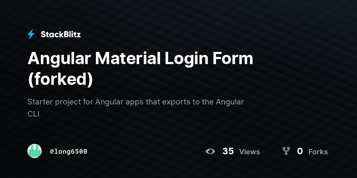 Angular Material Login Form (forked) - StackBlitz Angular Material Login Form (forked) - StackBlitz
