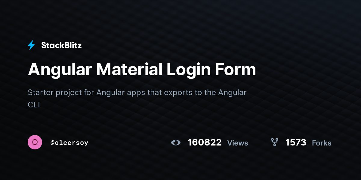 Angular Material Login Form - StackBlitz