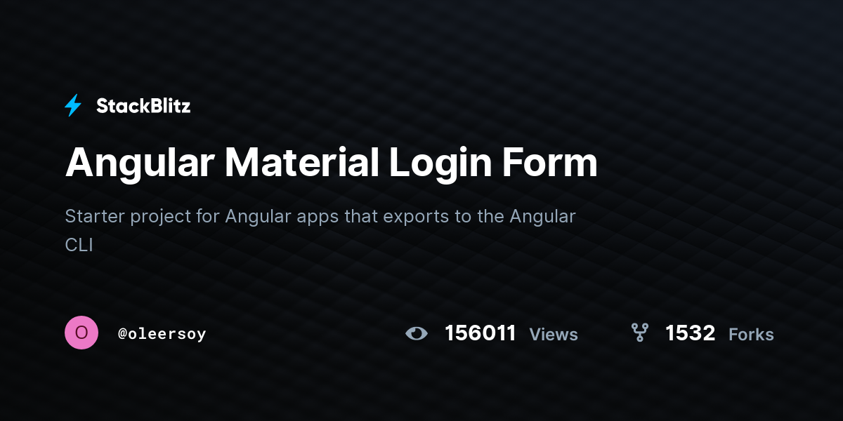 Angular Material Login Form - StackBlitz Angular Material Login Form - StackBlitz