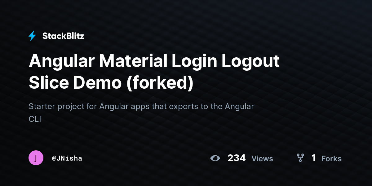 Angular Material Login Logout Slice Demo (forked) - StackBlitz Angular Material Login Logout Slice Demo (forked) - StackBlitz