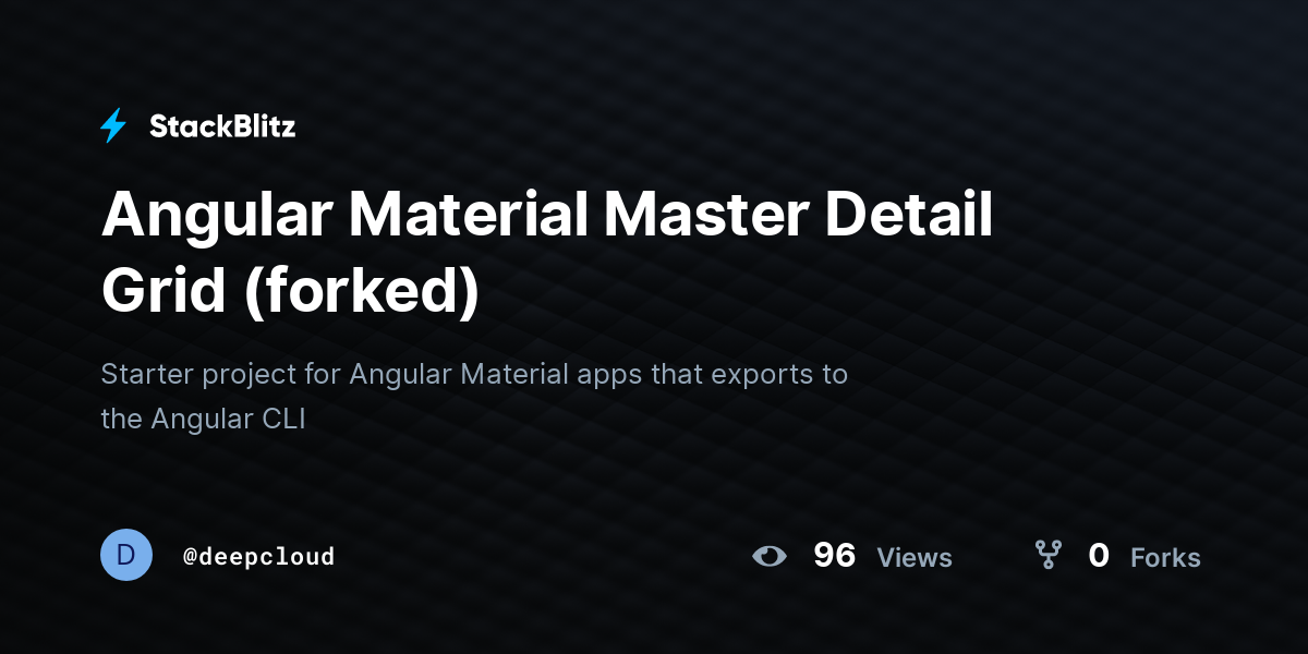 Angular Material Master Detail Grid (forked) - StackBlitz