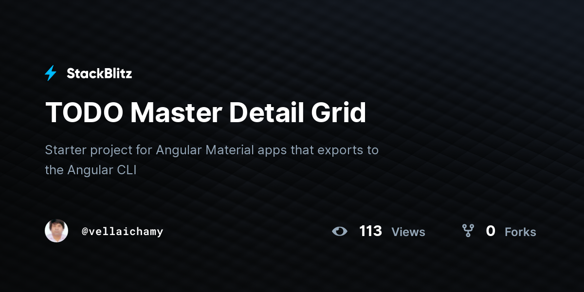 TODO Master Detail Grid - StackBlitz